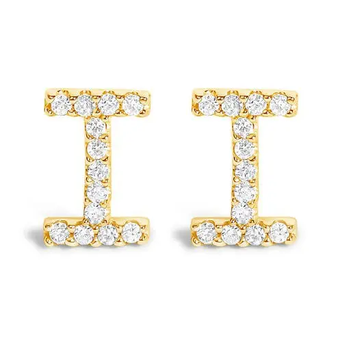 HAUS OF BRILLIANCE 10k Gold 1/10 Cttw Diamond Initial Stud Earring - Yellow Gold | I